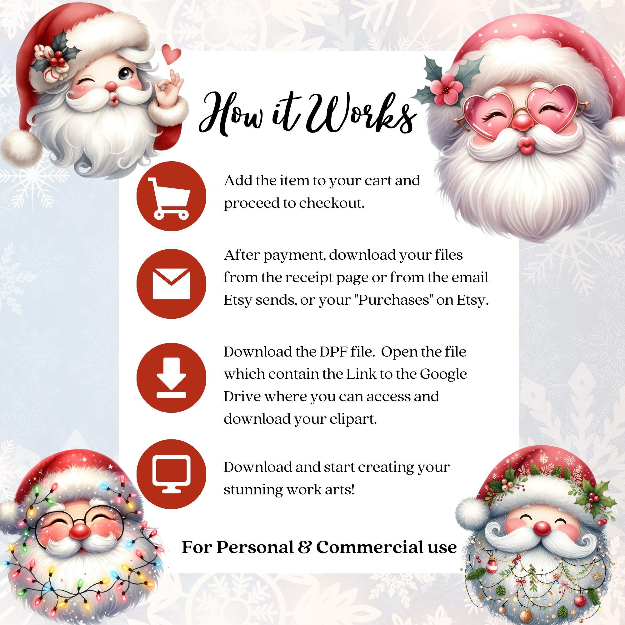 Santa Faces Clipart Bundle, Retro Santa Face Christmas PNG, Vintage ...