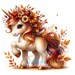 Fall Autumn Unicorn Clipart, Floral Unicorn, Cute Unicorn, Autumn Decor ...