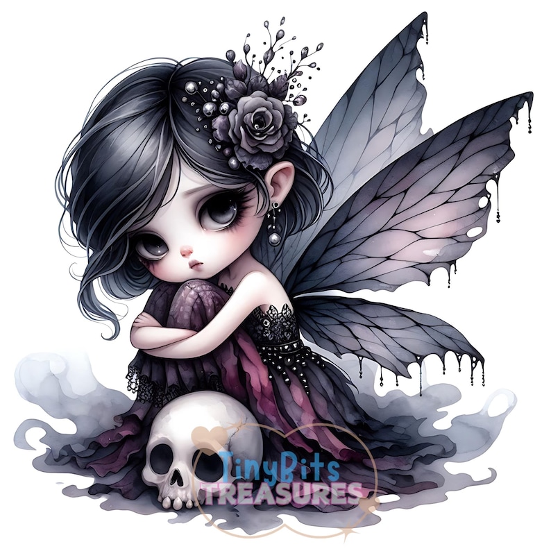 Gothic Fairy Clipart, 15 JPG Dark Fantasy Fairy, Cute Gothic Fairy ...