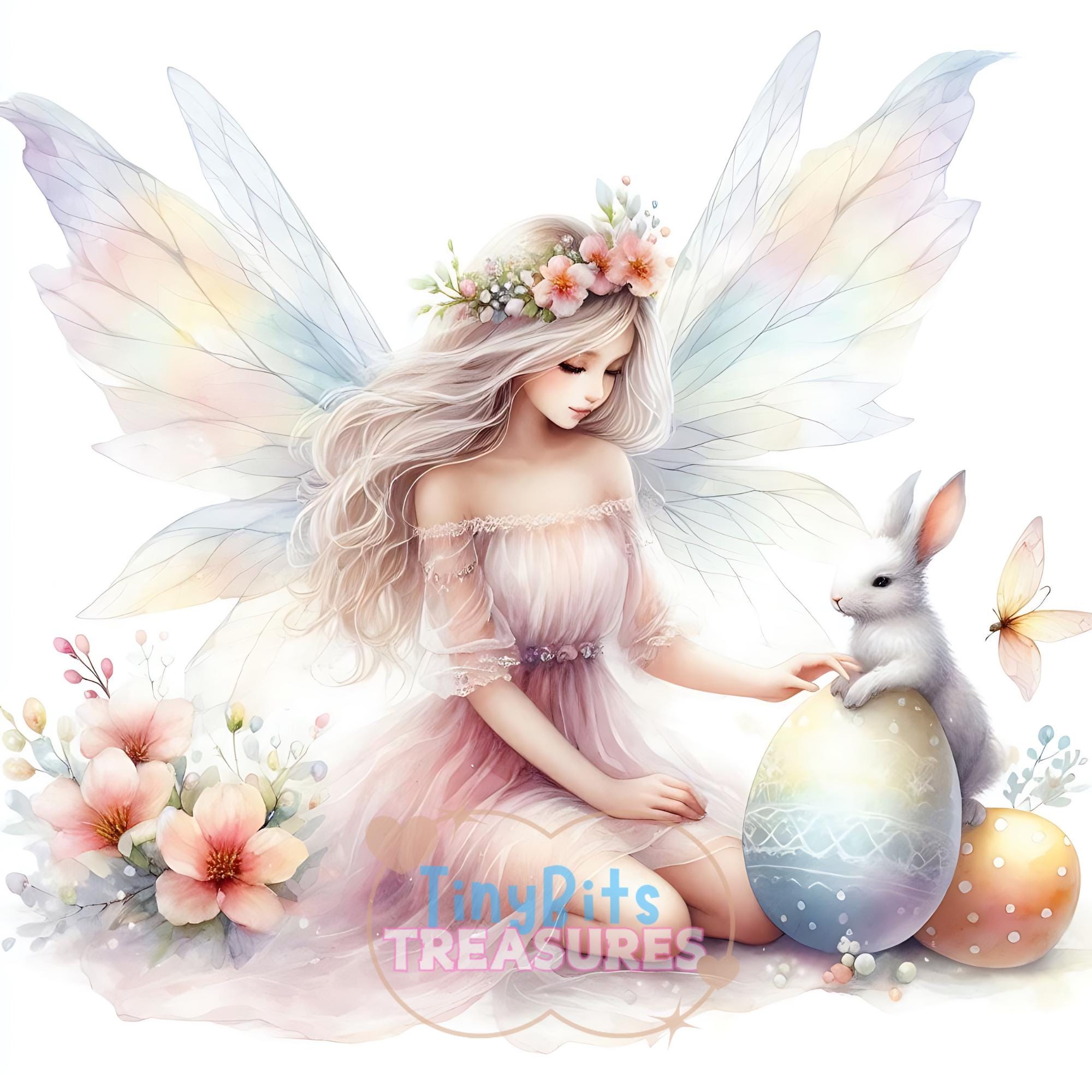 Watercolor Easter Fairy Clipart, Pastel Fairy Digital, Fairy Garden ...