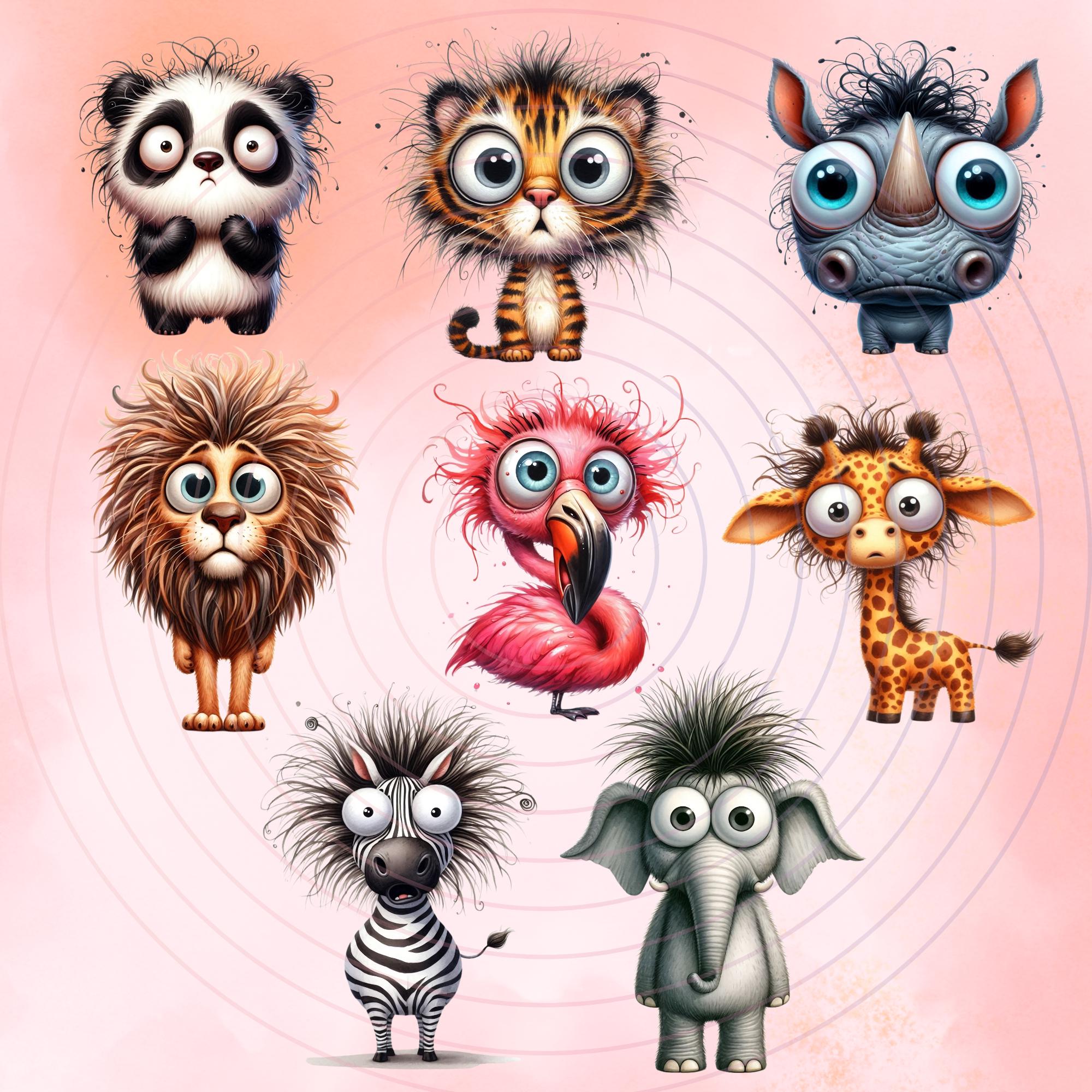 Quirky Animals Prints Clipart, Funny Animals, Commercial Use, Whimsical ...