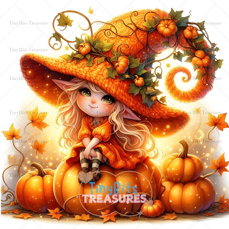 Halloween Pumpkin Gnomes Clipart, 15 JPG Cute Halloween Gnome, Pumpkin ...