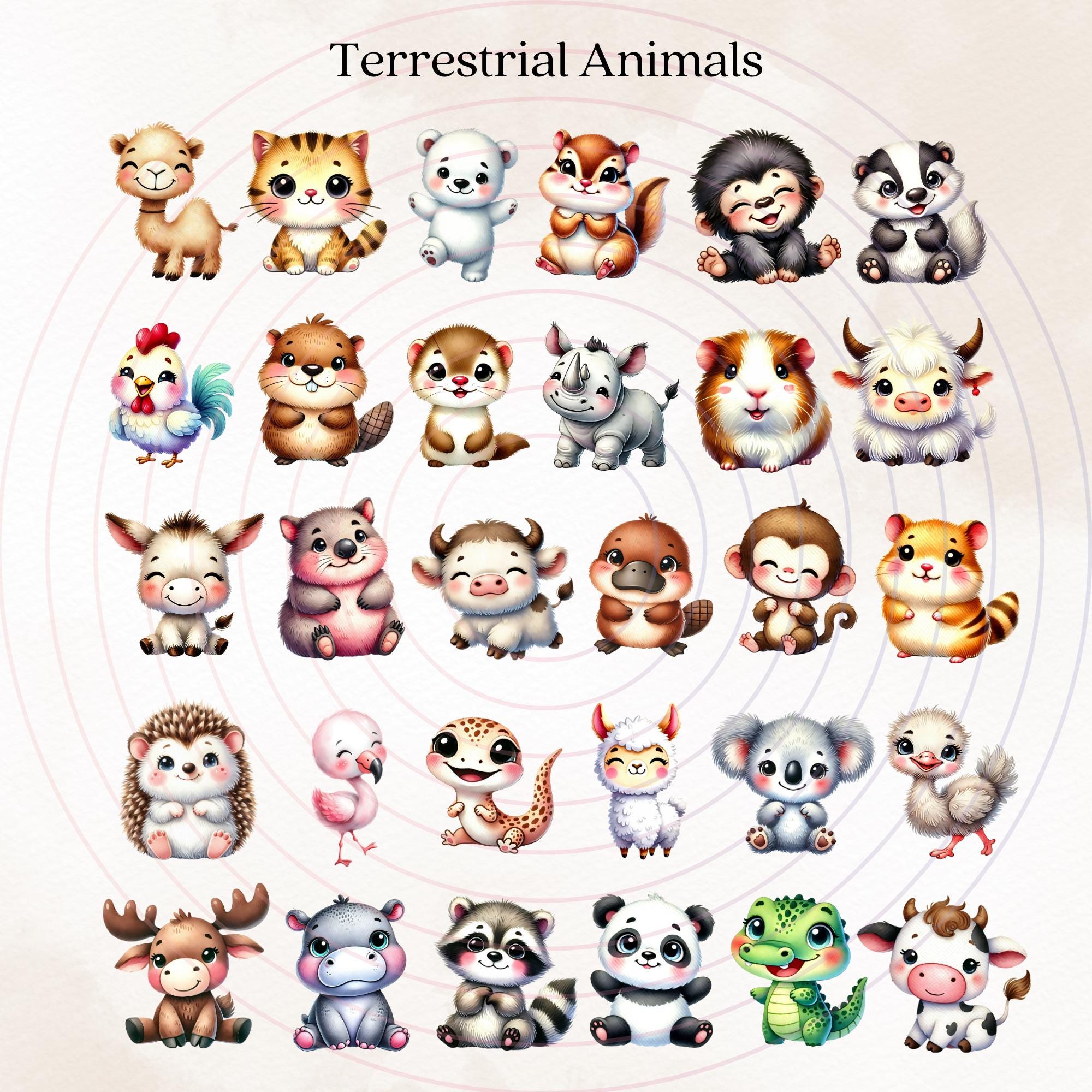 100 Watercolor Baby Animals Clipart Bundle, Cute Animal Clipart, PNG ...