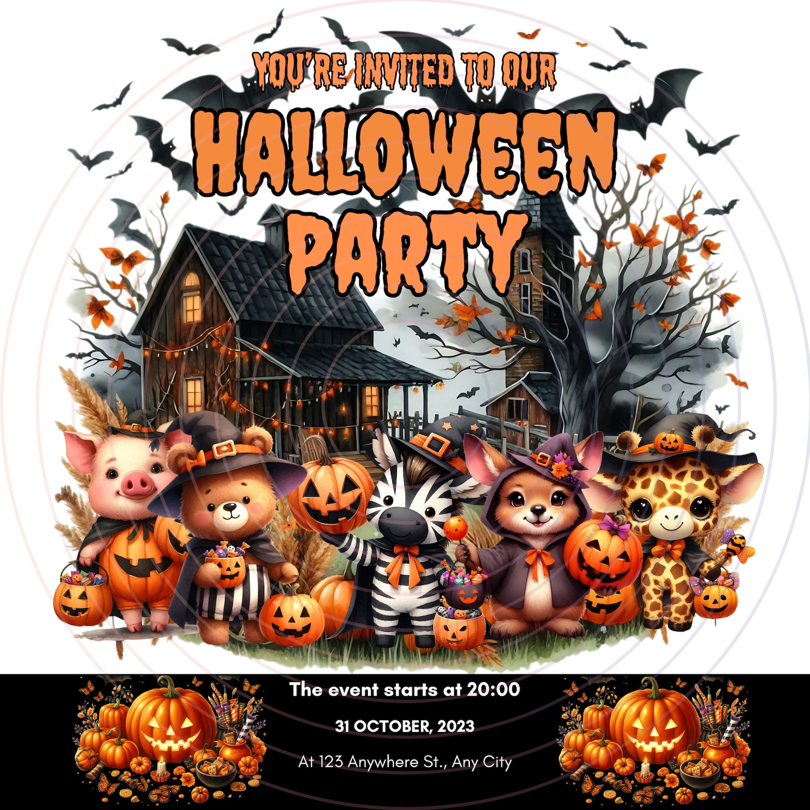 Watercolor Halloween Animals Clipart Bundle, Spooky Cute Halloween for ...