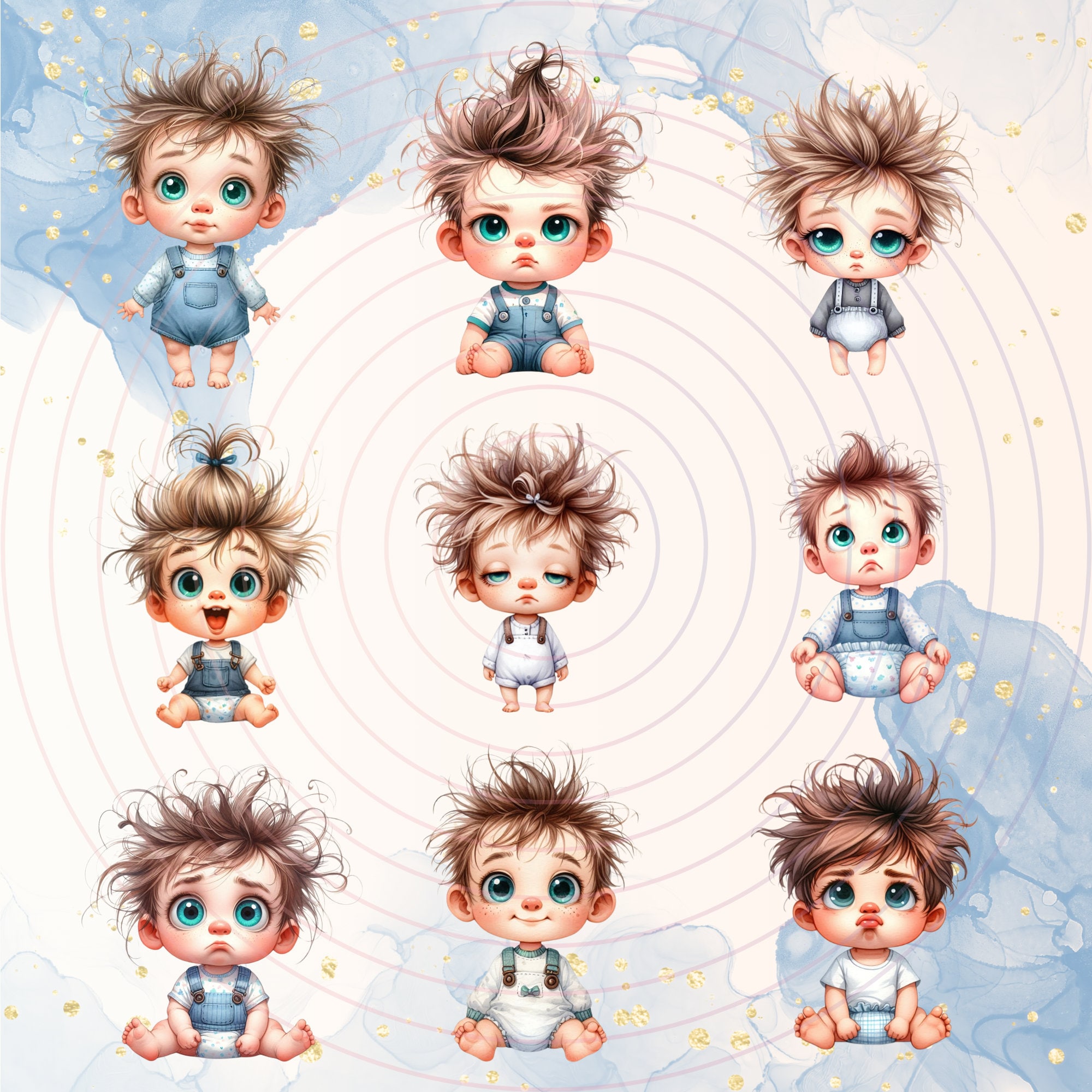 20 Quirky Baby Boy Clipart, Cute Boy, Commercial Use, Whimsical Decor ...