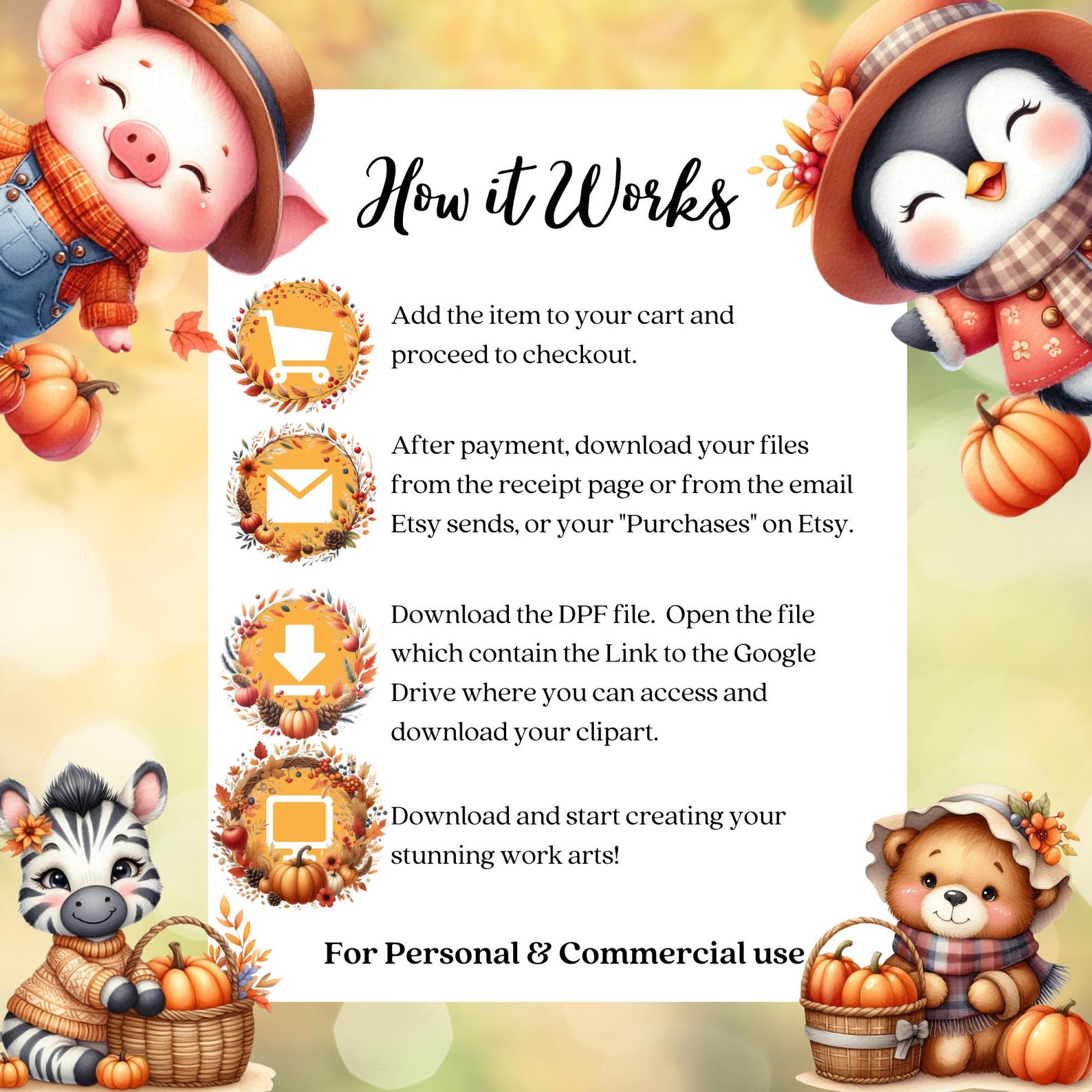 Fall Cute Animals PNG Bundle, Autumn Animals, Watercolor Baby Animals ...