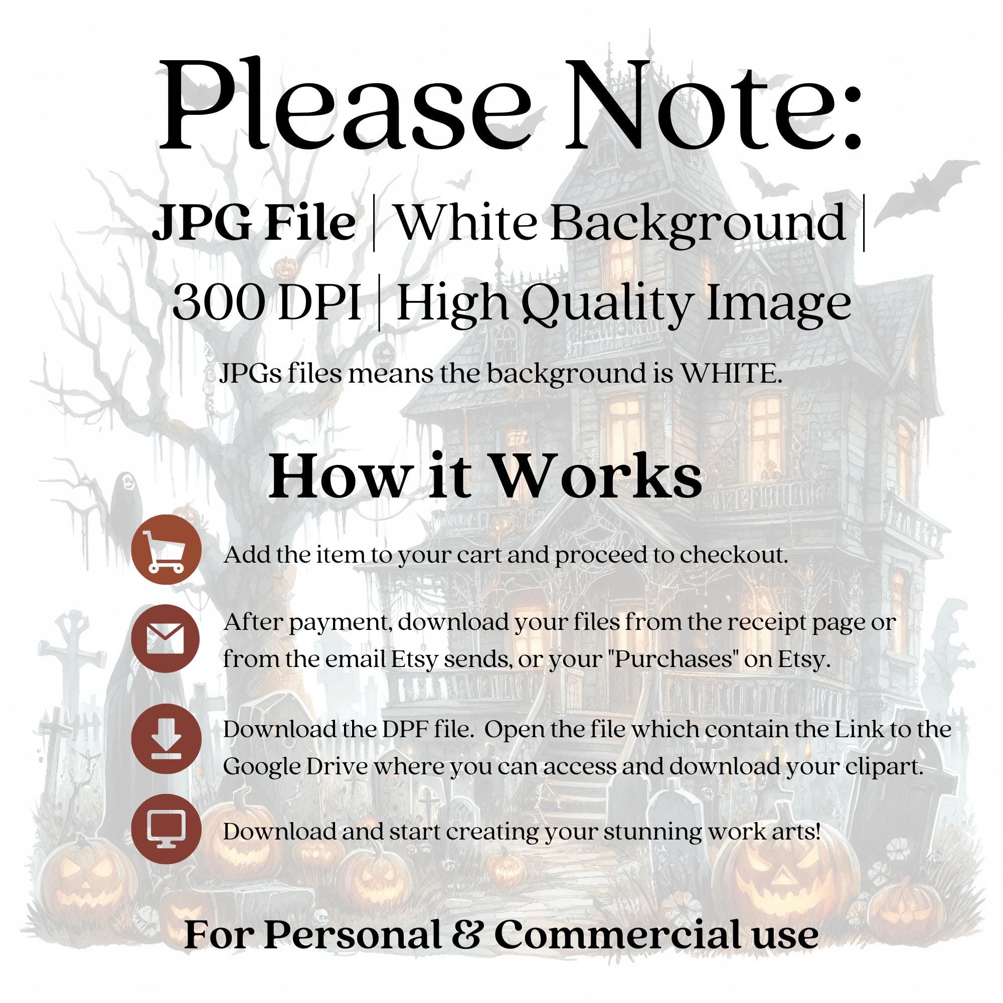 Halloween Scenes Clipart, Printable Halloween Backdrops, Halloween ...