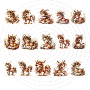 Christmas Reindeer Unicorn Clipart, 15 JPG Reindeer Christmas Clipart ...