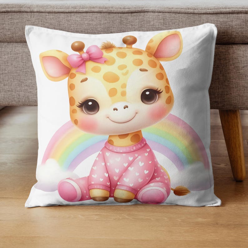 Giraffe Clipart Bundle, Cute Baby Giraffe, Baby Girl Giraffe, Pink ...