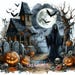 Halloween Scenes Clipart, Printable Halloween Backdrops, Halloween ...
