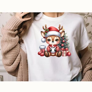 Christmas Reindeer Clipart Bundle, Cute Reindeer Christmas PNG, Cute ...