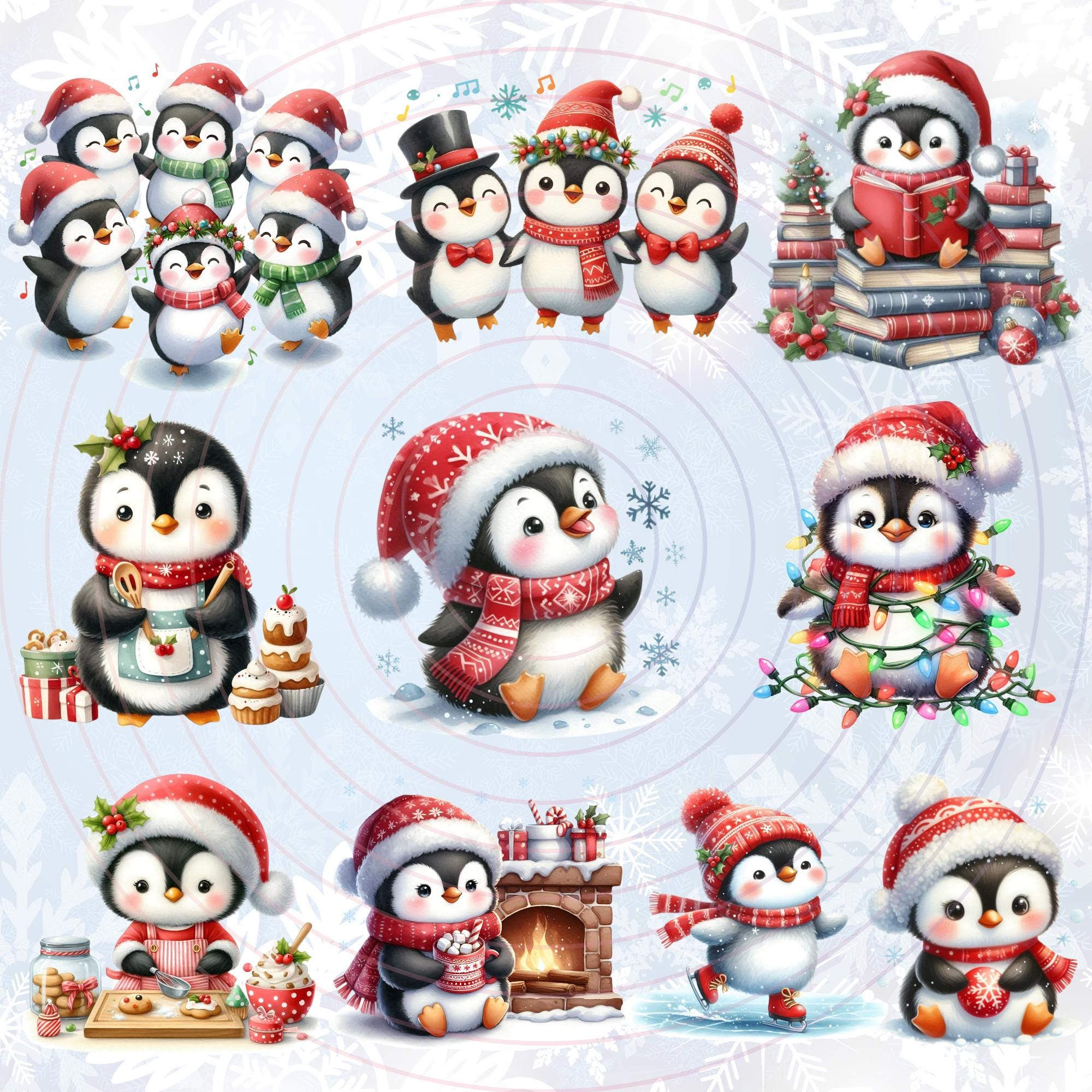 20 Christmas Penguin Clipart Bundle, Christmas Clipart, Winter Animals ...