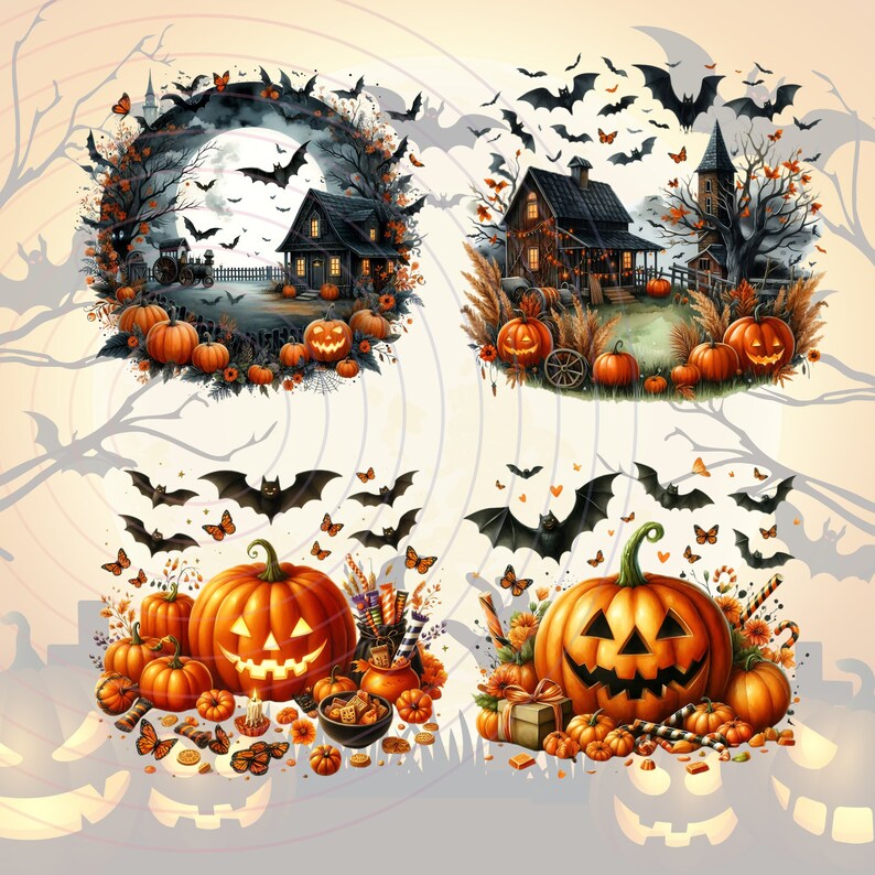 Watercolor Halloween Animals Clipart Bundle, Spooky Cute Halloween for ...