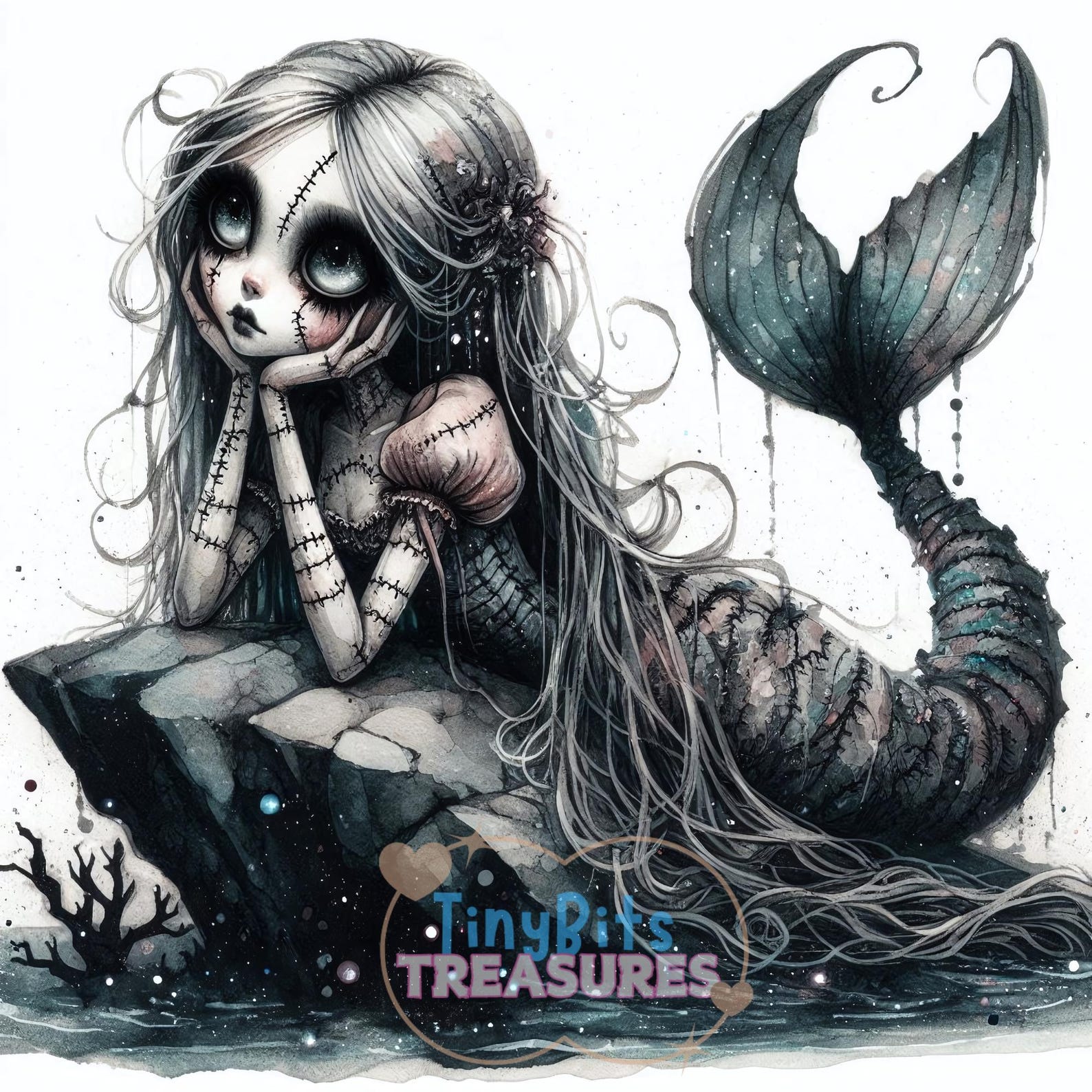 Halloween Mermaid Clipart, Gothic Mermaid, Dark Haunted Mermaid ...