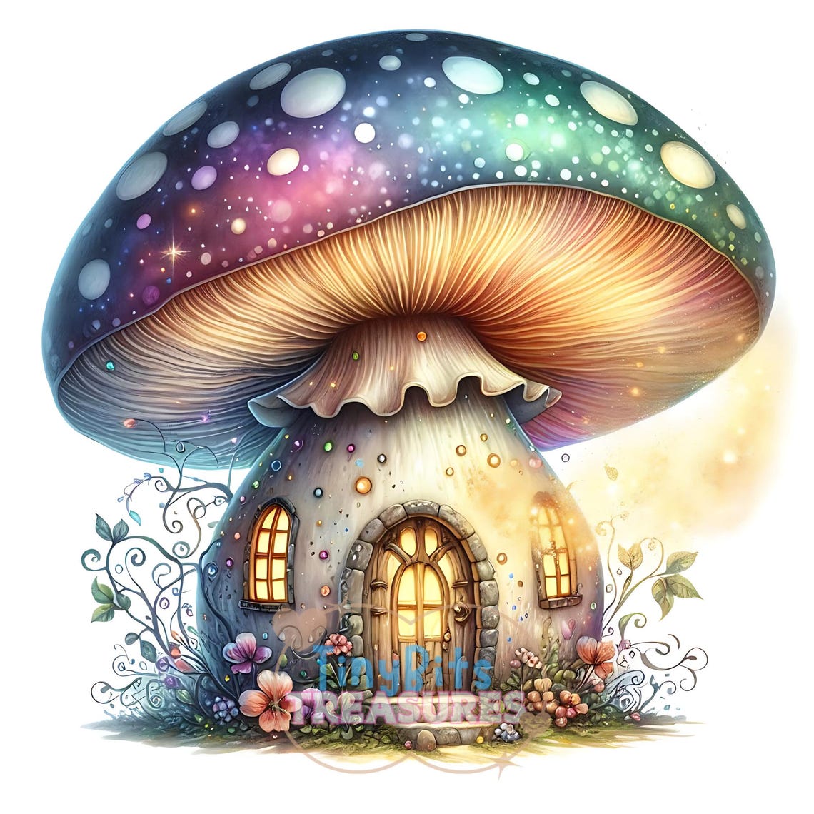 Mushroom Fairy House Clipart, Mushroom Decor, Fantasy Clipart ...