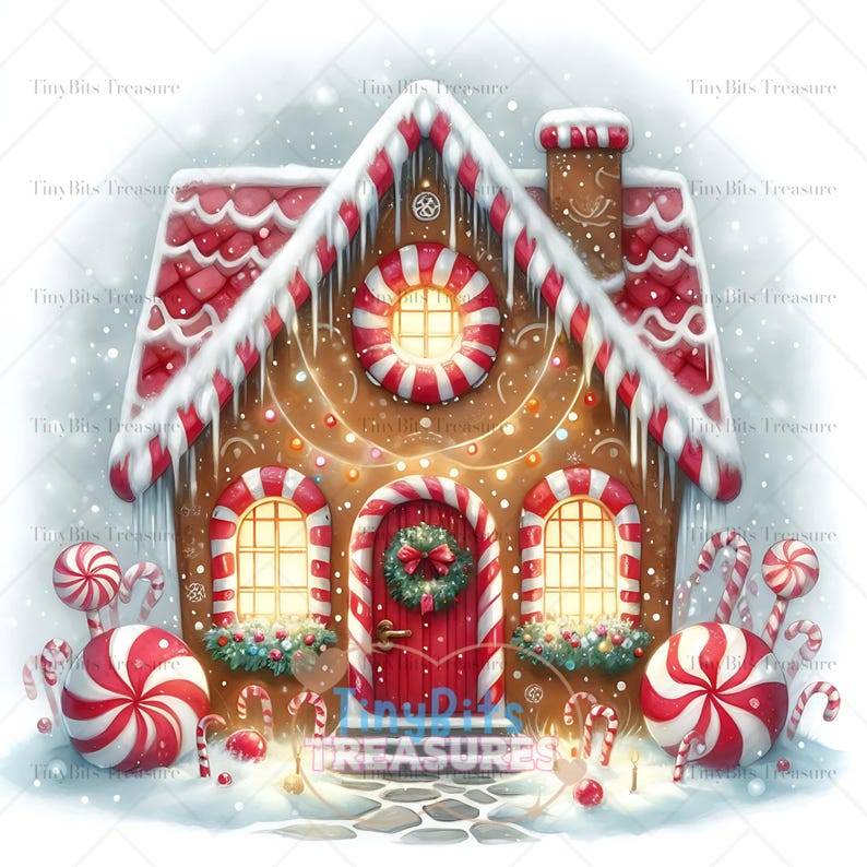 Christmas Gingerbread House Clipart, 15 JPG Christmas House, Cute ...