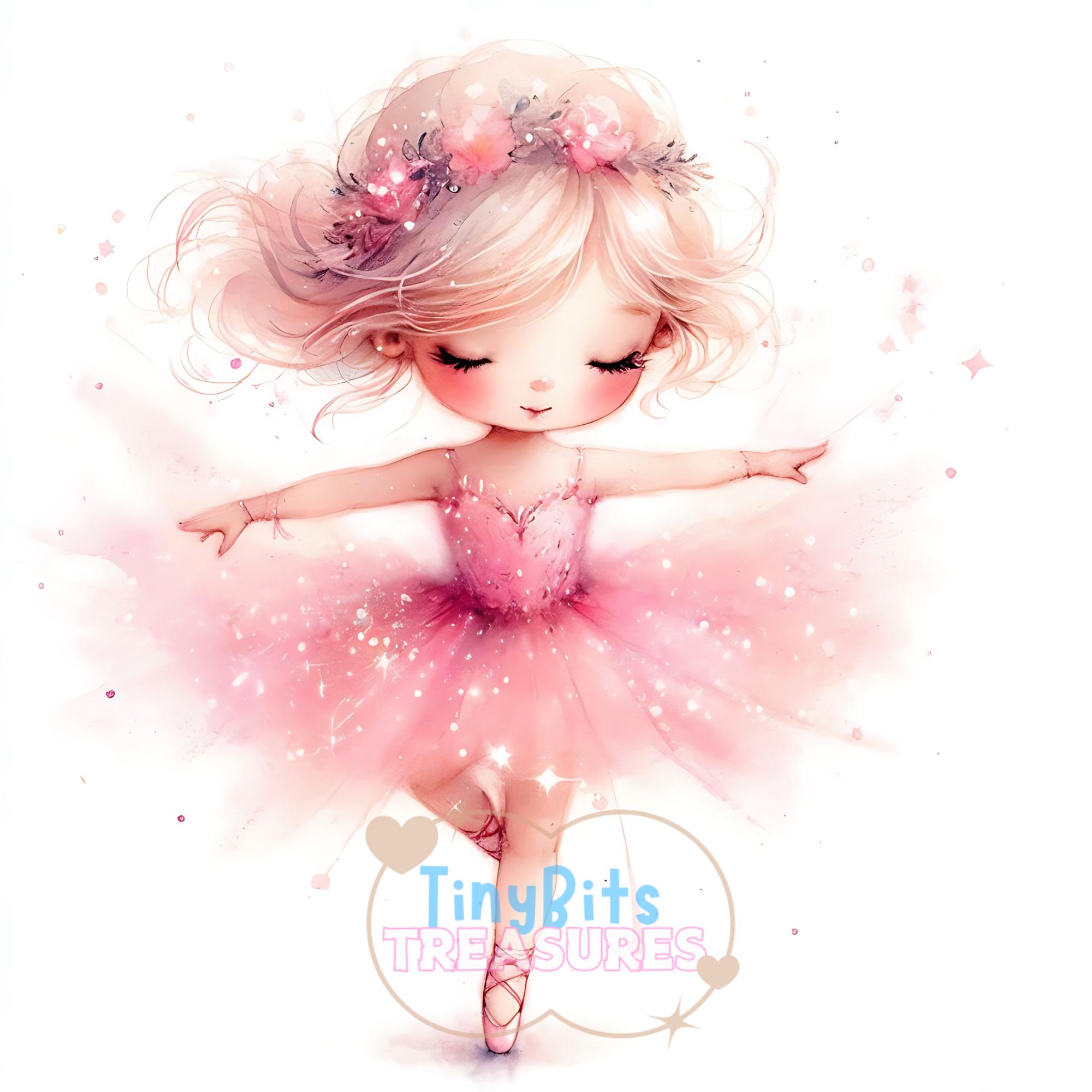 Baby Girl Ballerina Clipart, Watercolor Pink Ballerina Girl JPG, White ...