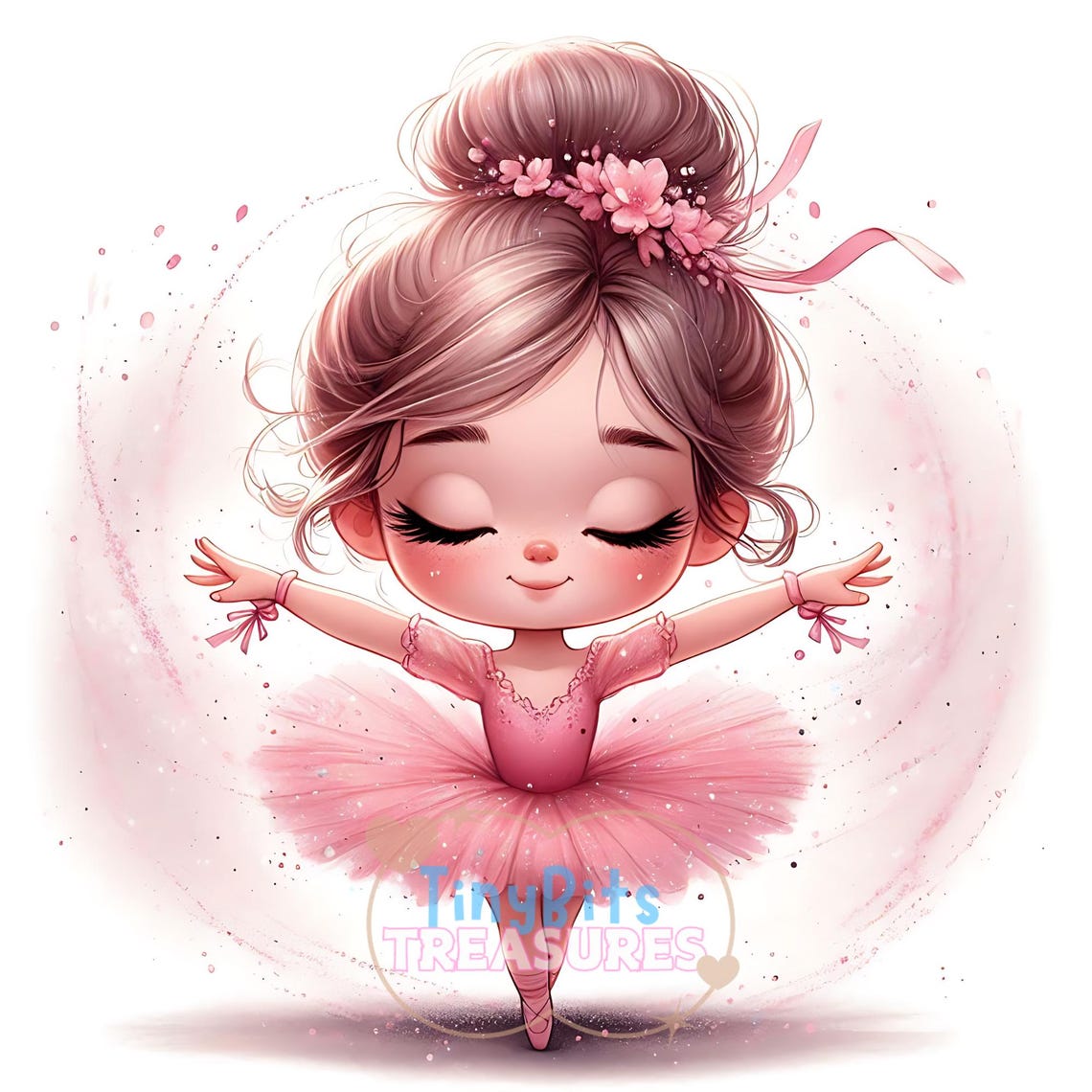 Baby Girl Ballerina Clipart, Watercolor Pink Ballerina Girl JPG, White ...