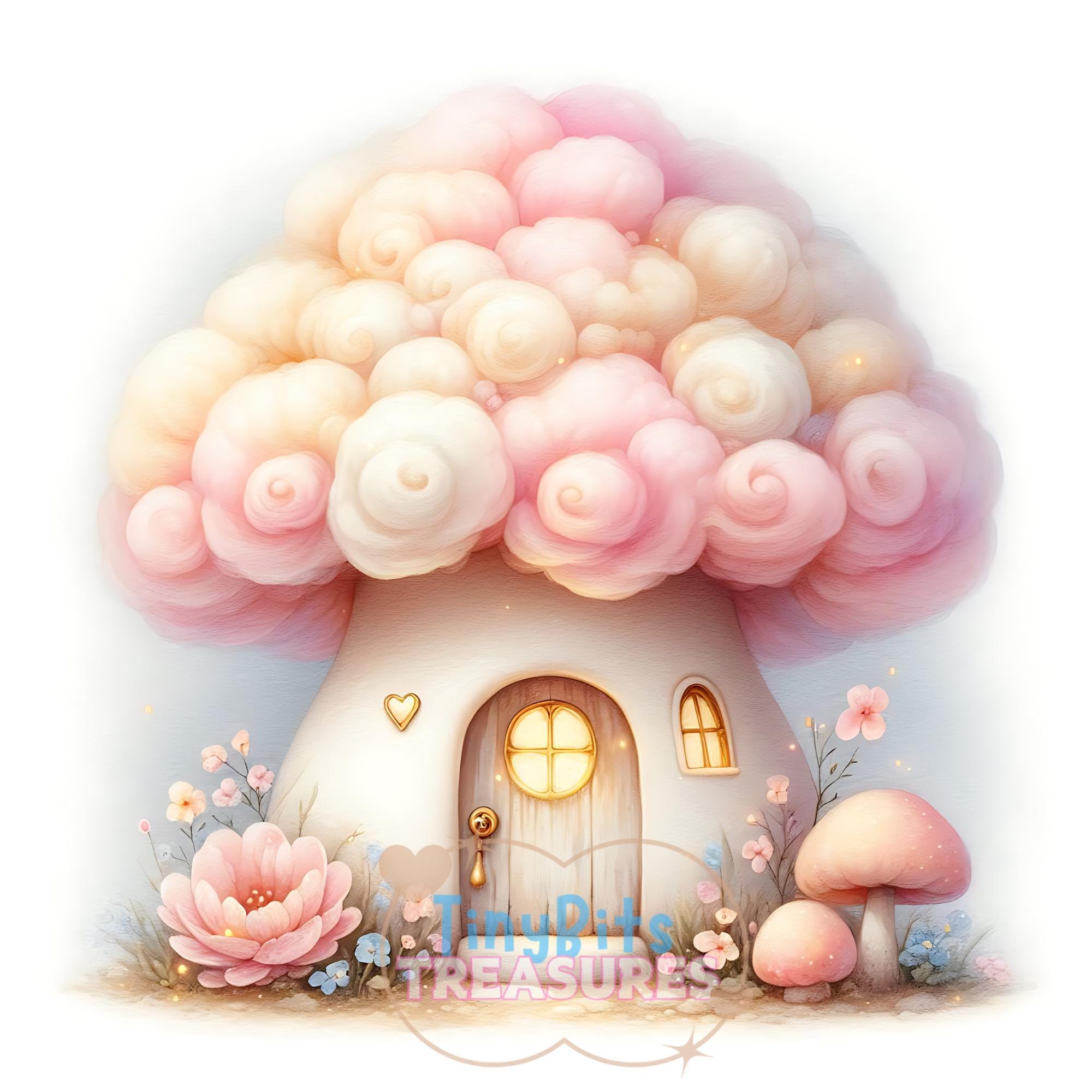 Mushroom Fairy House Clipart, Mushroom Decor, Fantasy Clipart ...