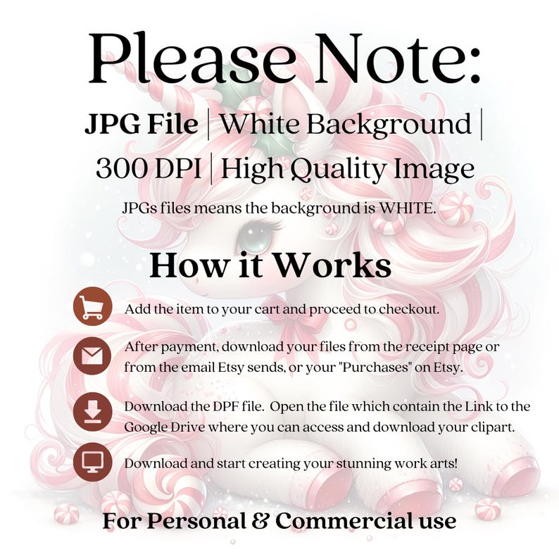 Christmas Peppermint Unicorn Clipart, Candy Cane Unicorn, 15 JPG Baby ...