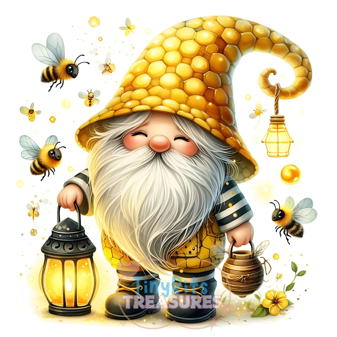 Honey Bee Gnome Clipart, Garden Gnome, Cute Gnome, Whimsical Decor ...