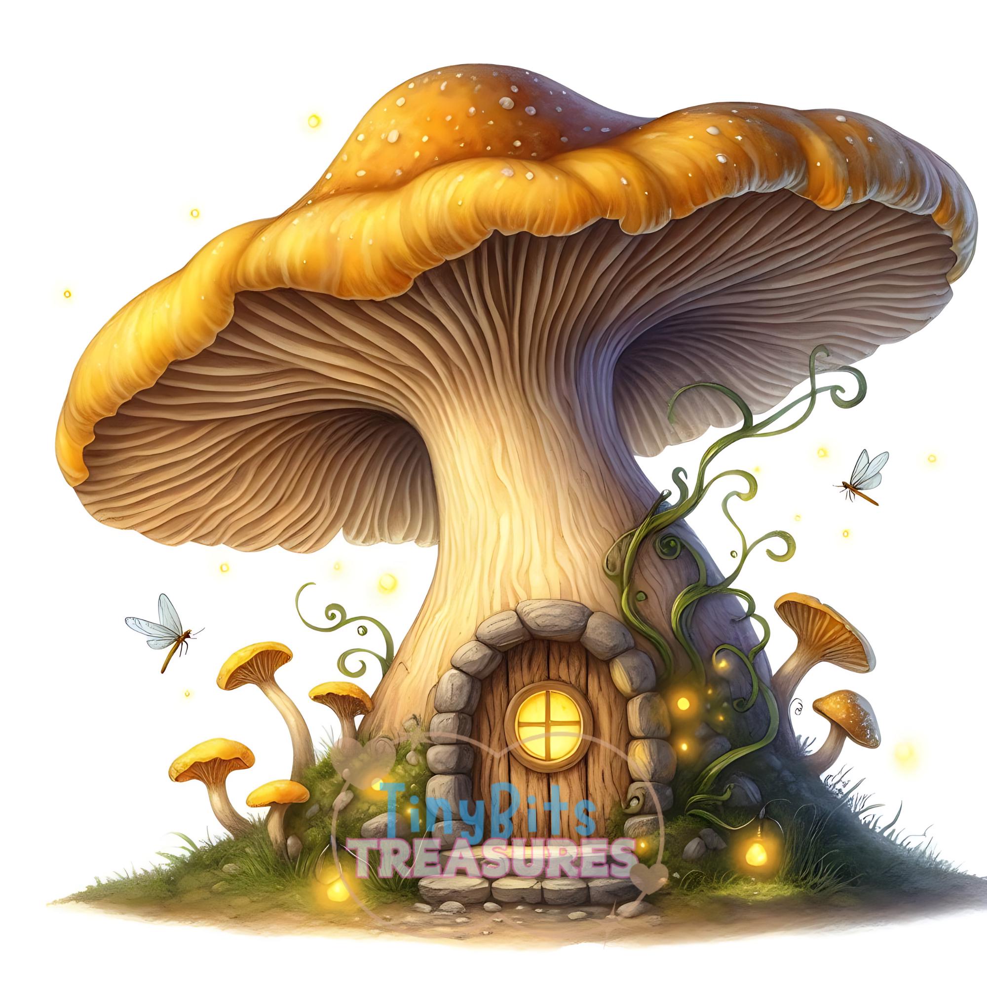 Mushroom Fairy House Clipart, Mushroom Decor, Fantasy Clipart ...
