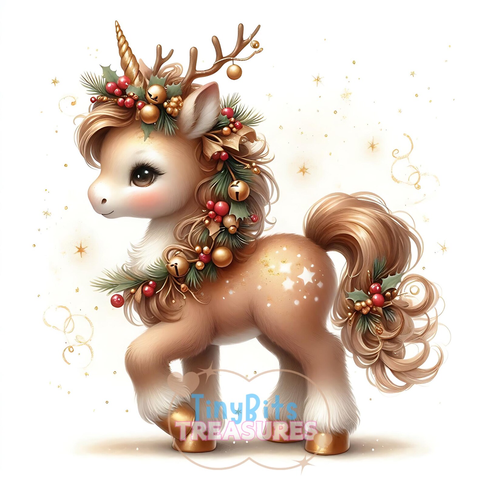 Christmas Reindeer Unicorn Clipart, 15 JPG Reindeer Christmas Clipart ...