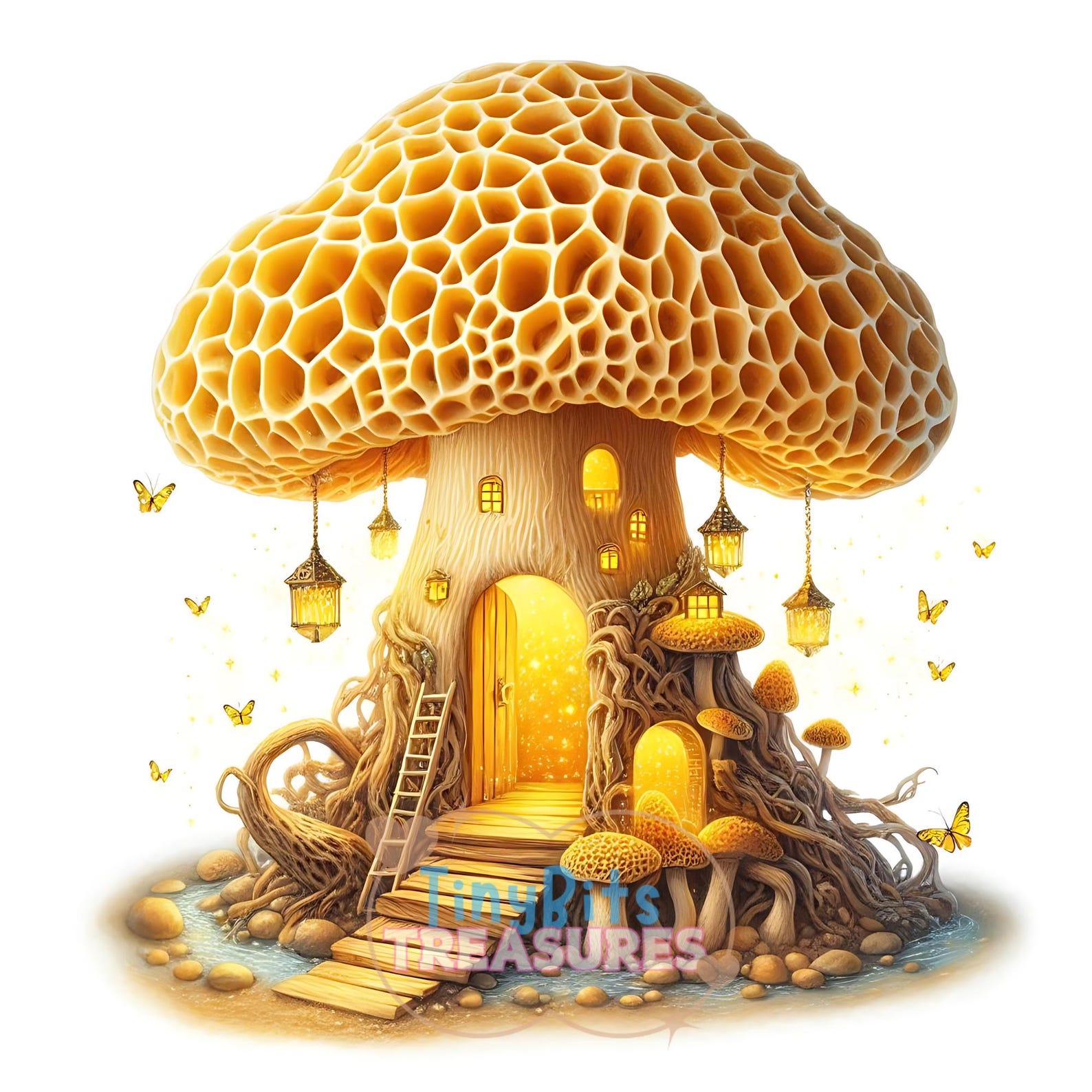 Mushroom Fairy House Clipart, Mushroom Decor, Fantasy Clipart ...