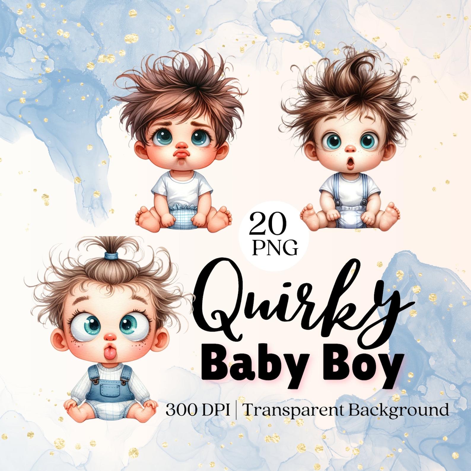 20 Quirky Baby Boy Clipart, Cute Boy, Commercial Use, Whimsical Decor ...