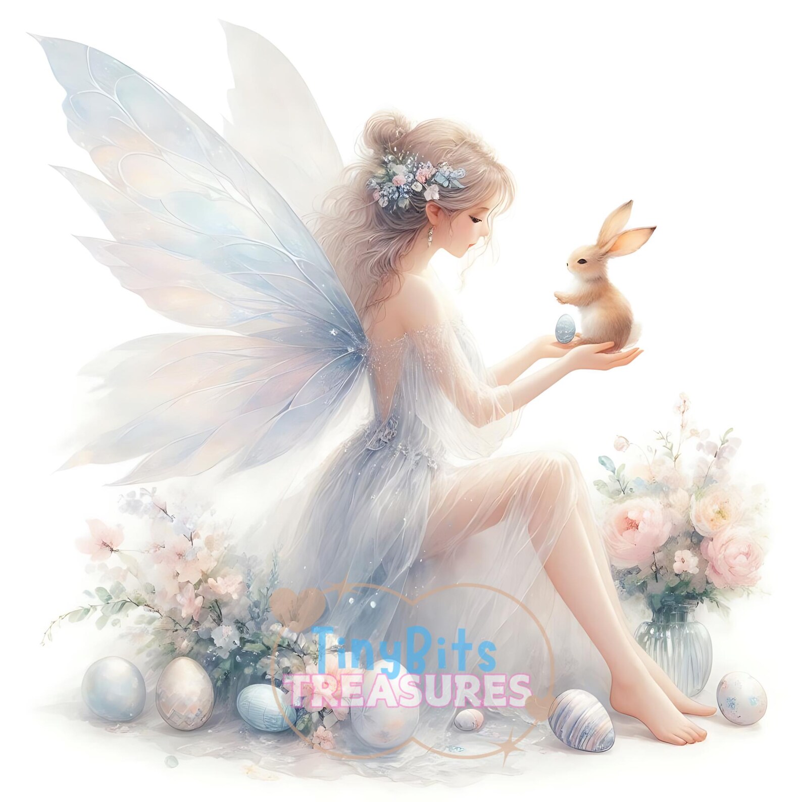Watercolor Easter Fairy Clipart, Pastel Fairy Digital, Fairy Garden ...