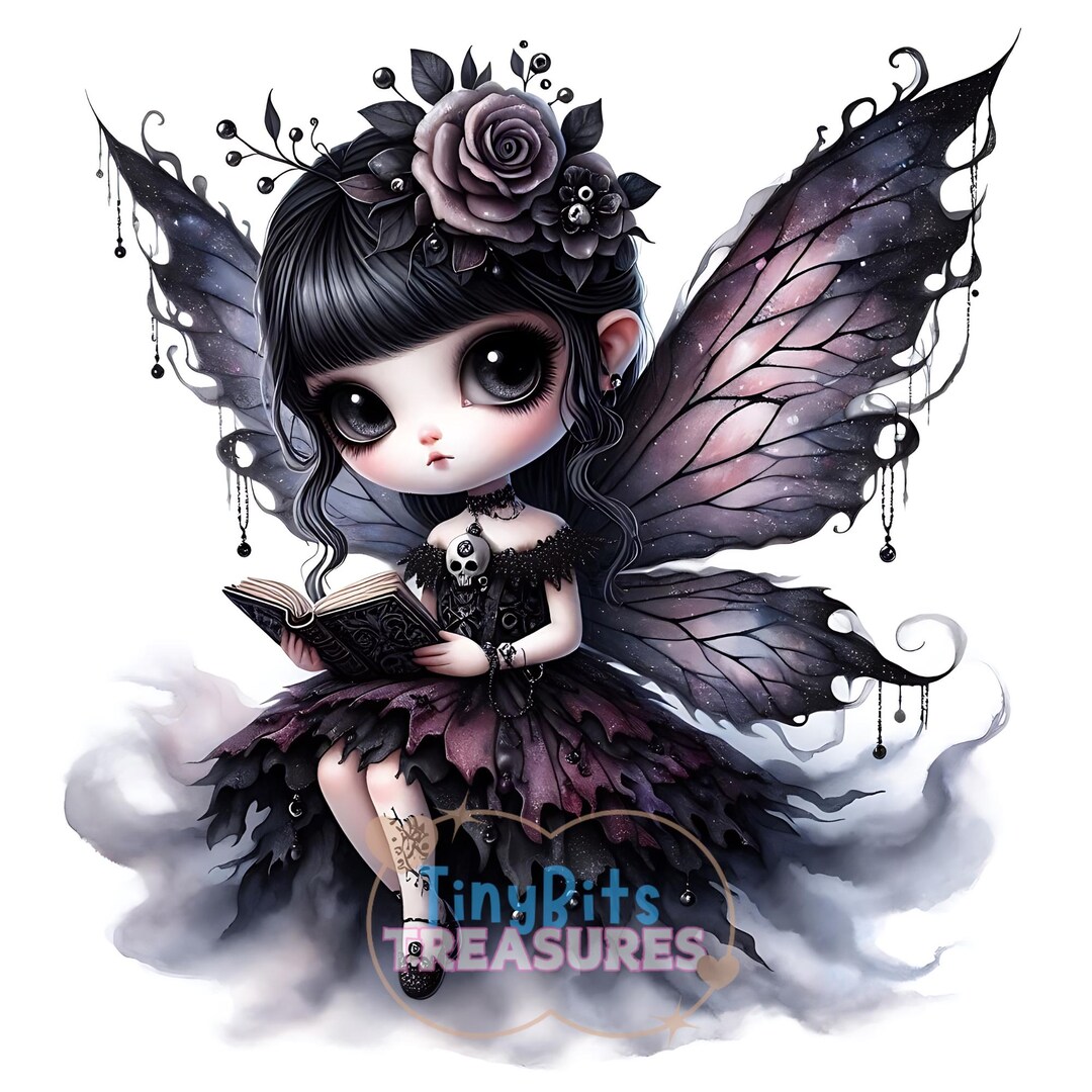 Gothic Fairy Clipart, Dark Fantasy Fairy JPG, Cute Gothic Fairy ...