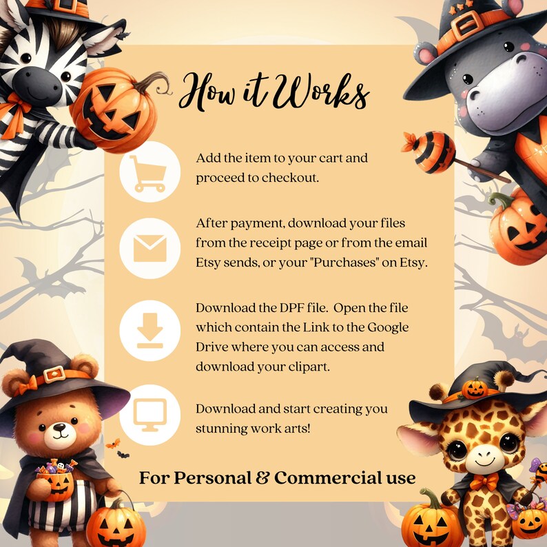 Watercolor Halloween Animals Clipart Bundle, Spooky Cute Halloween for ...