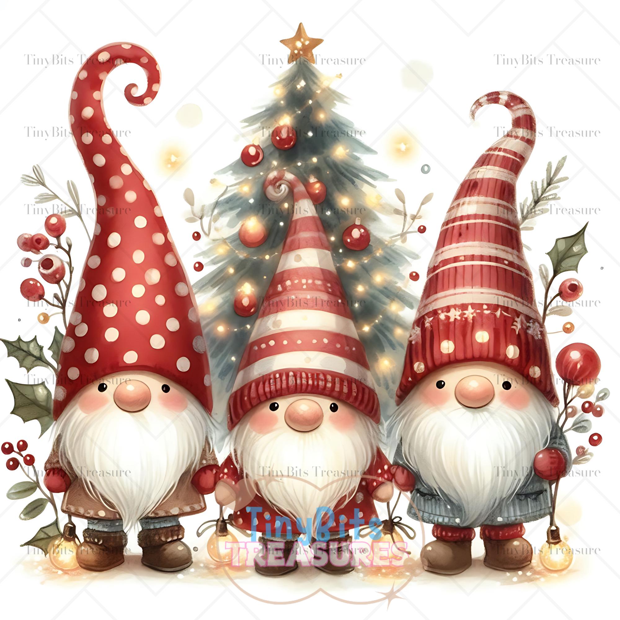 Watercolor Christmas Gnomes Clipart, 15 JPG Cute Gnomes, Festive Winter ...