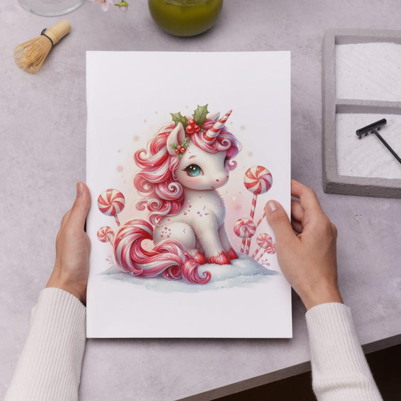 Christmas Peppermint Unicorn Clipart, Candy Cane Unicorn, 15 JPG Baby ...