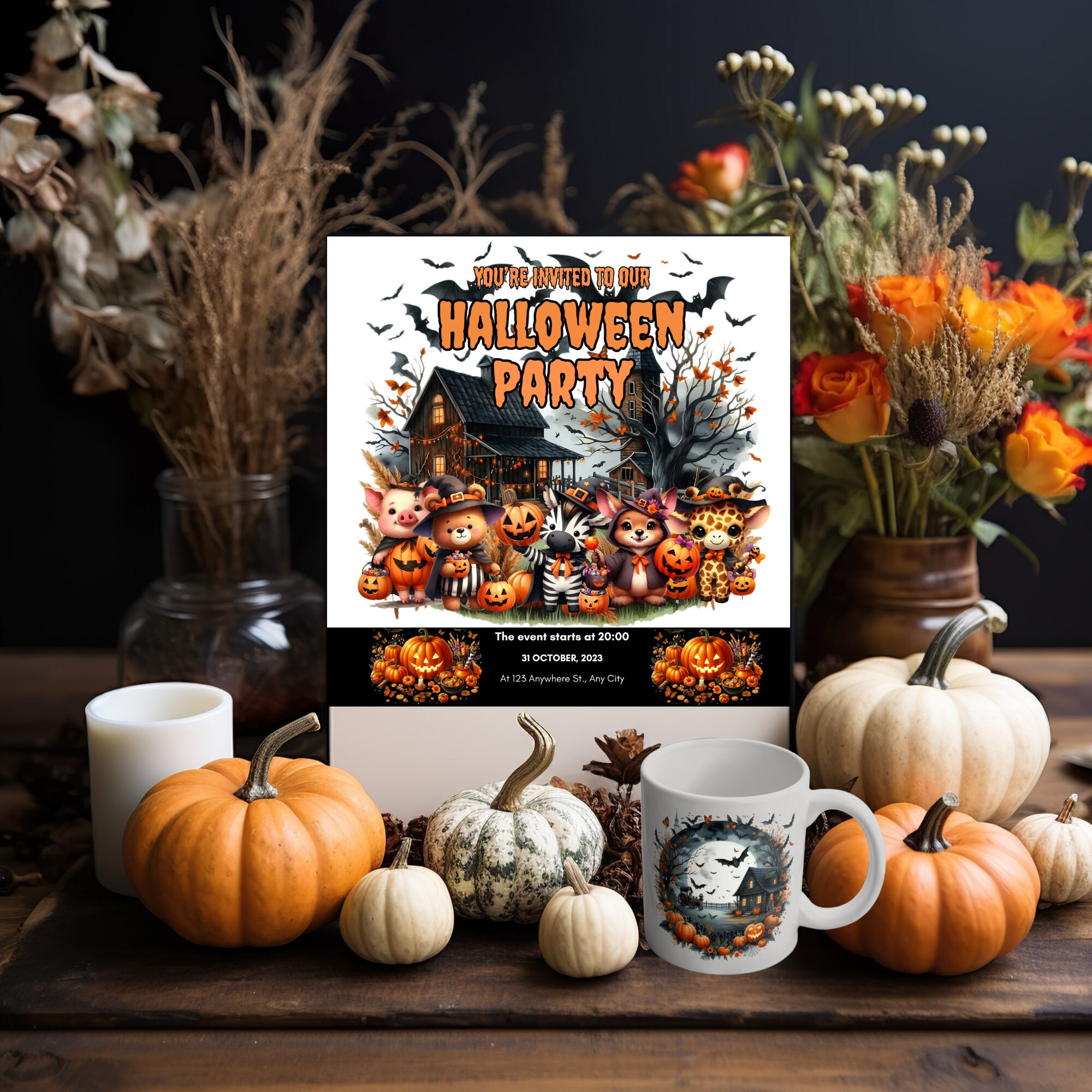 Watercolor Halloween Animals Clipart Bundle, Spooky Cute Halloween for ...