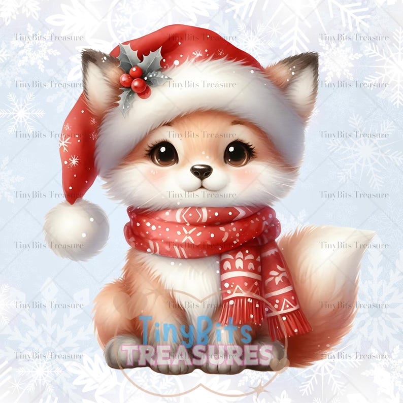 Watercolor Christmas Woodland Animals Clipart: PNG Images (digital ...
