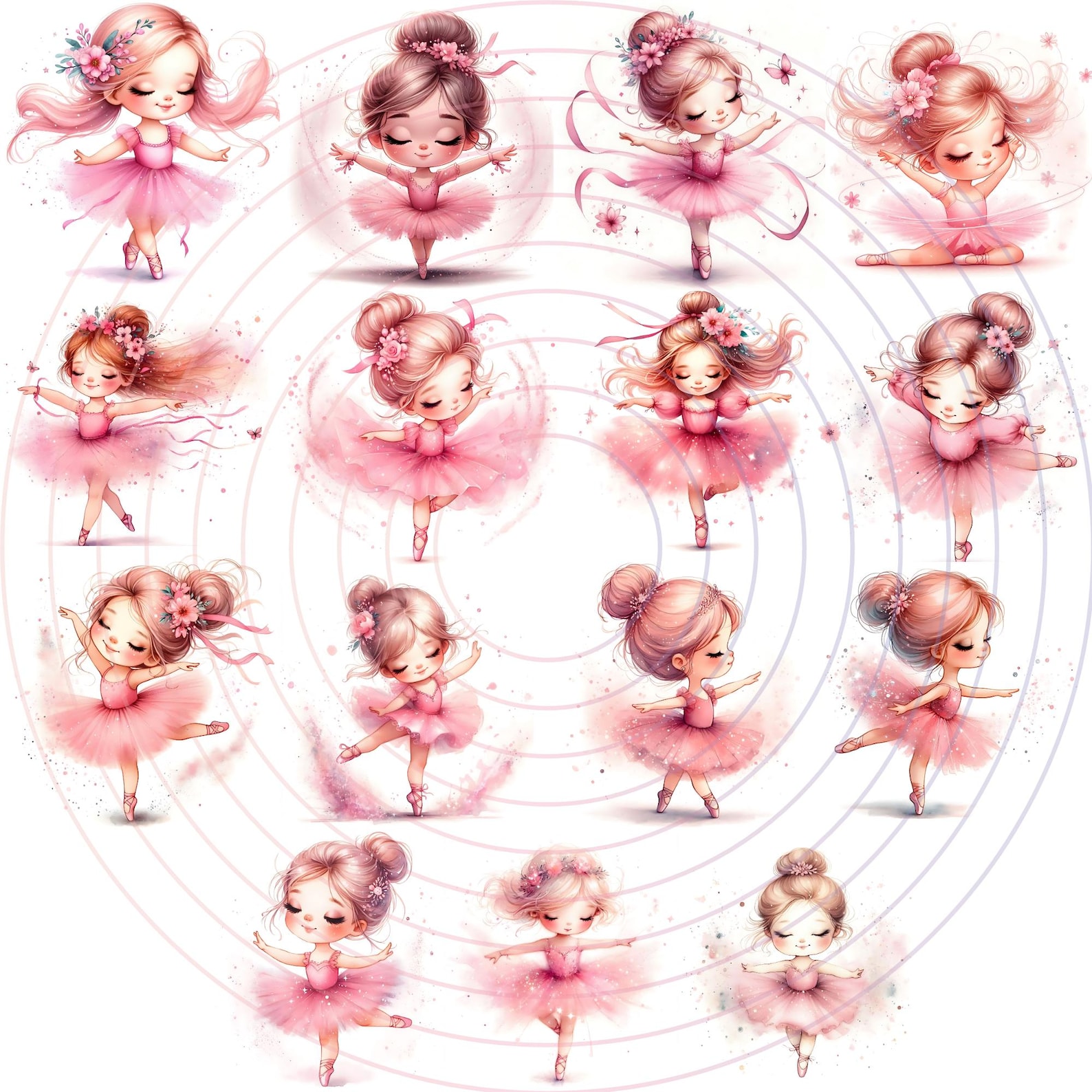 Baby Girl Ballerina Clipart, Watercolor Pink Ballerina Girl JPG, White ...