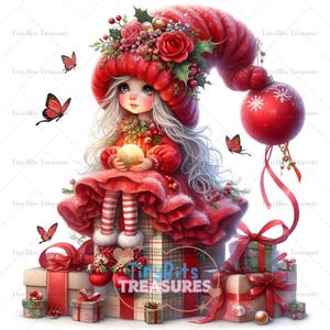 Christmas Gnome Clipart: 16 JPG Watercolor Gnome, Festive Gnome ...