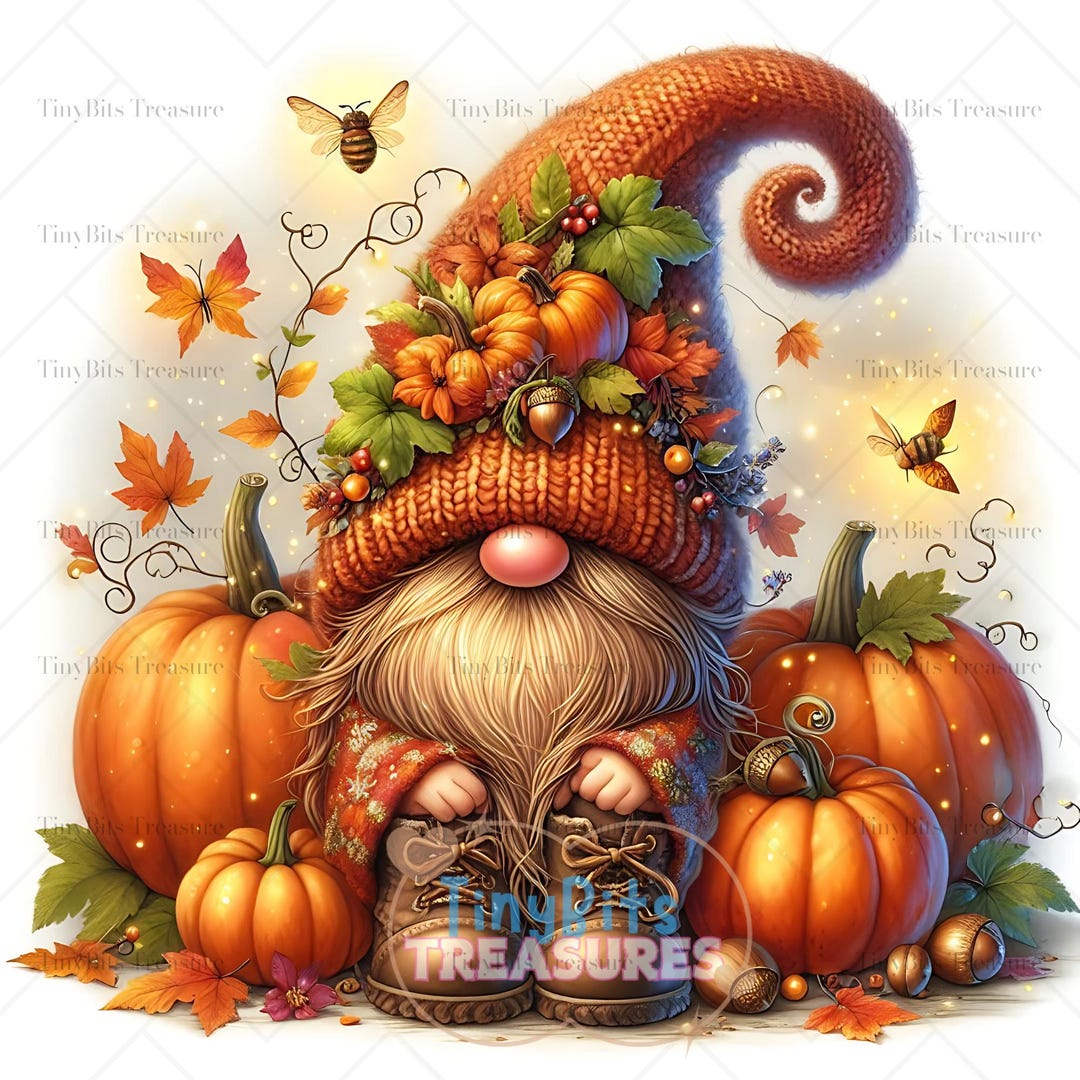Autumn Pumpkin Gnome Clipart, 10 JPG Watercolor Gnome, Cute Gnome Decor ...