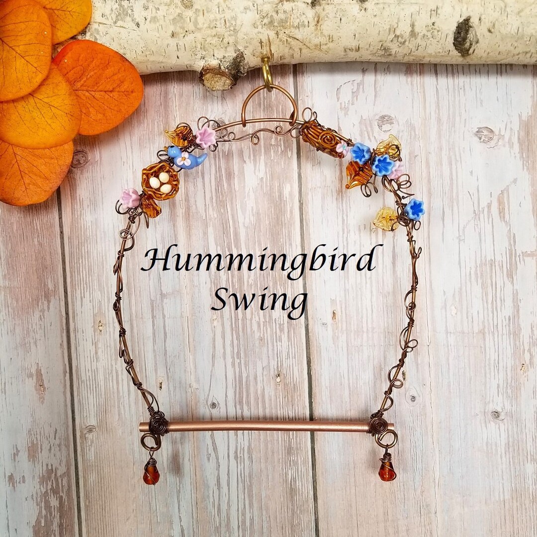 Hummingbird Swing, Bird, Birds Nest, Flowers, Wire Wrapped Hummingbird ...