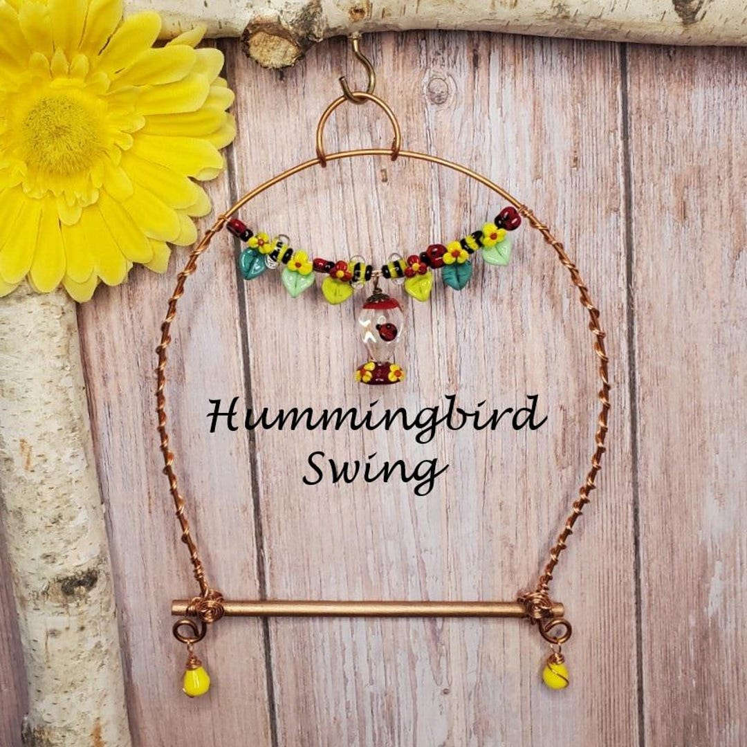 Garden Hummingbird Swing, Mini Hummingbird Feeder Bead, Leaves, Bees ...