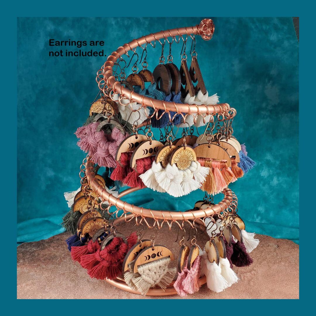 Spiral Copper Earring Holder 90 Loops, Earring Display, Optional Post ...