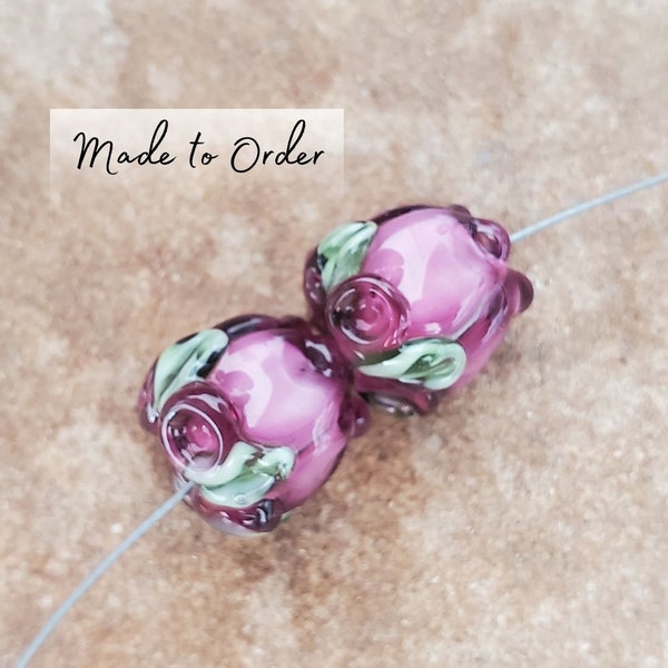 Rose Lampwork Beads - Etsy