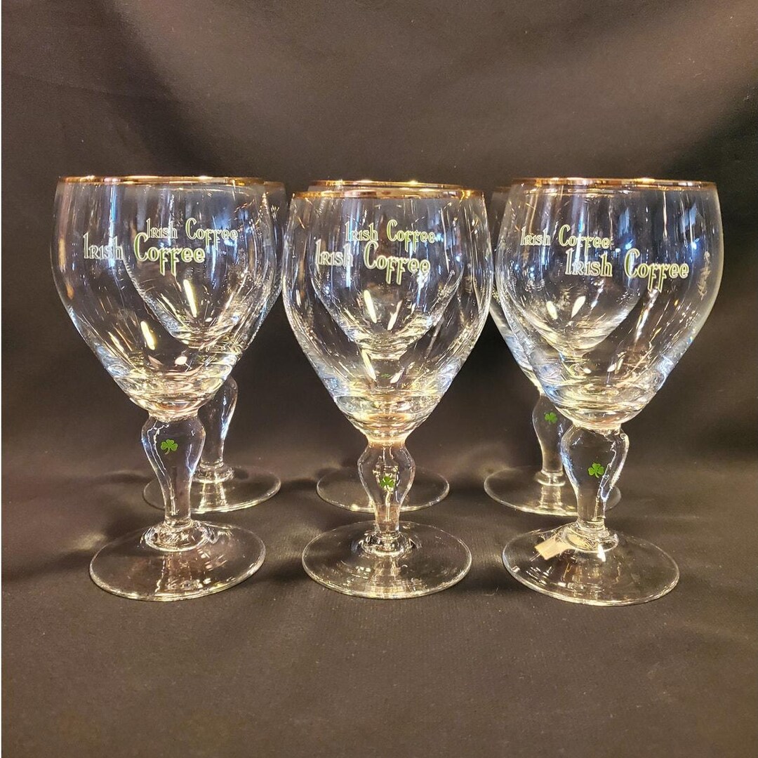 6 Vintage Waterford Irish Coffee Goblets MCM 1960's. 22 Kt Gold ...