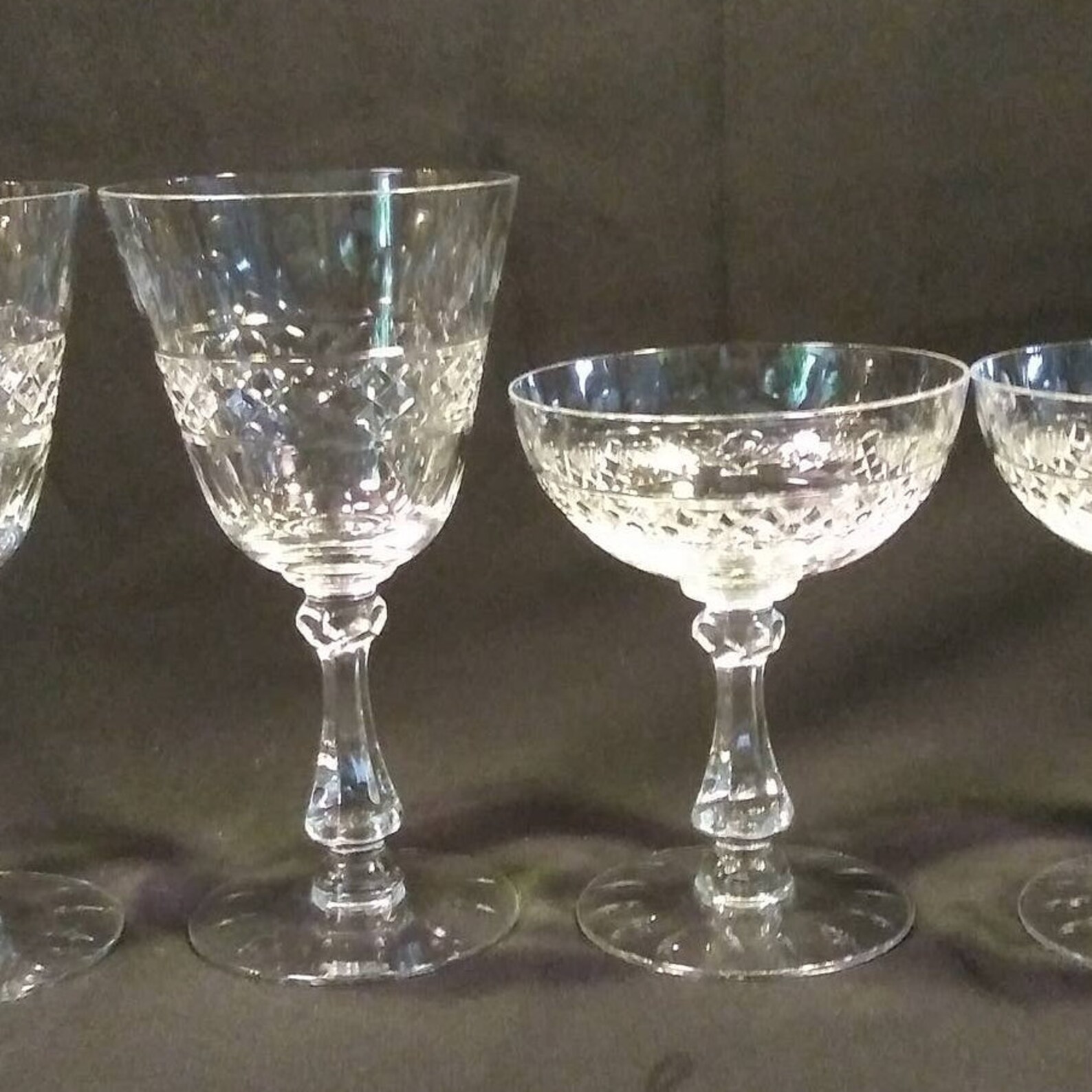 4 Pc Set Mixed Bubble Stem Cut Crystal Glassware - Etsy