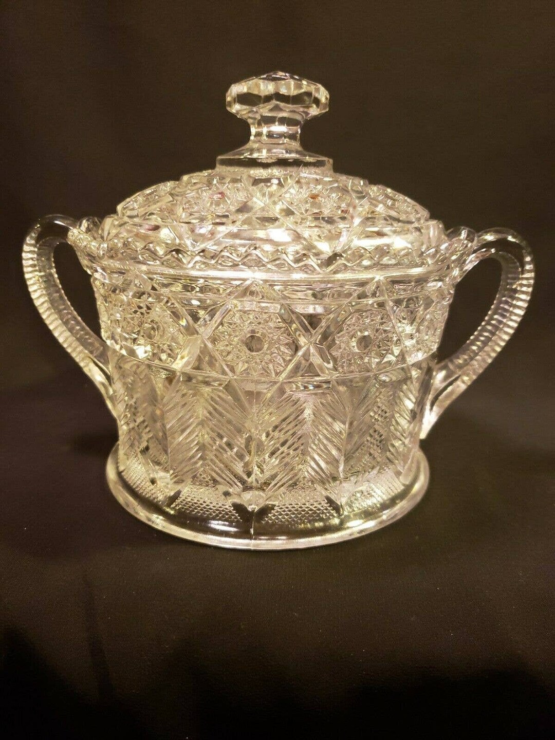 Antique EAPG Cambridge Inverted Feather Cracker Jar W/ Lid - Etsy