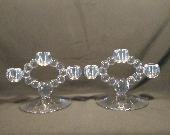 2 Vintage Imperial Candlewick Clear 3 Light Candlestick Stem 3400 - Etsy