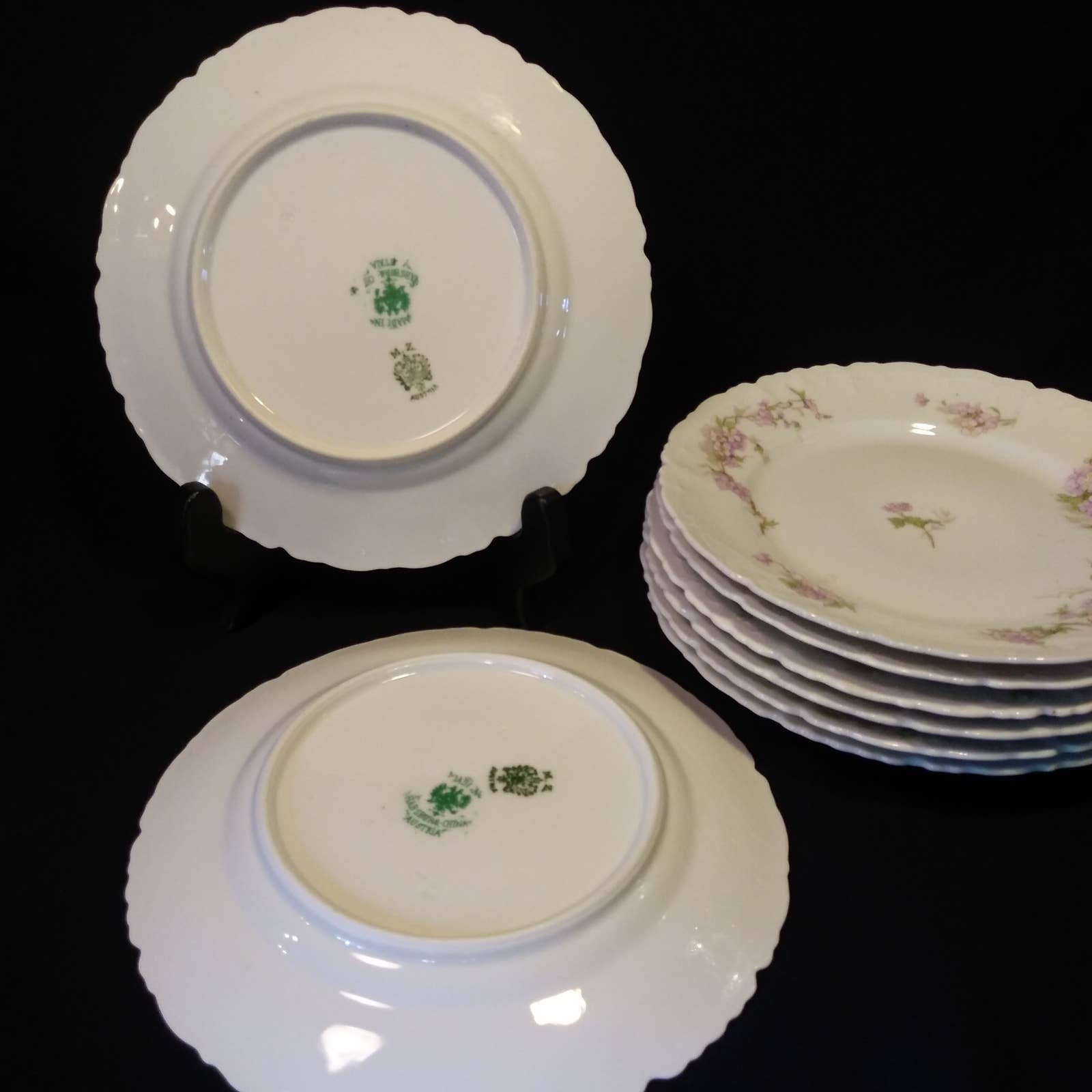 8 Antique MZ Austria Bnb Plates Scalloped Purple Flowers - Etsy