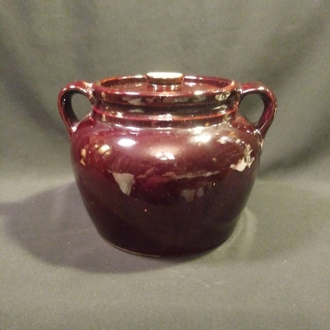 Dark Brown Ceramic Bean Pot USA - Etsy