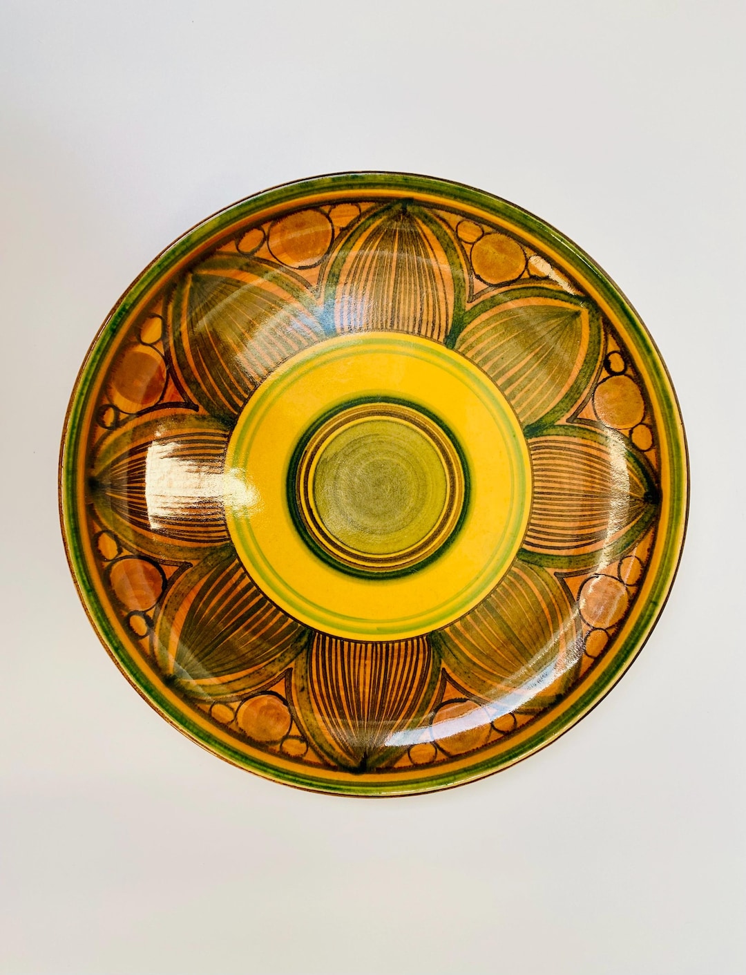 Large Sunflower Ceramic Plate by ARNOLD ZAHNER | Original 1970s ...